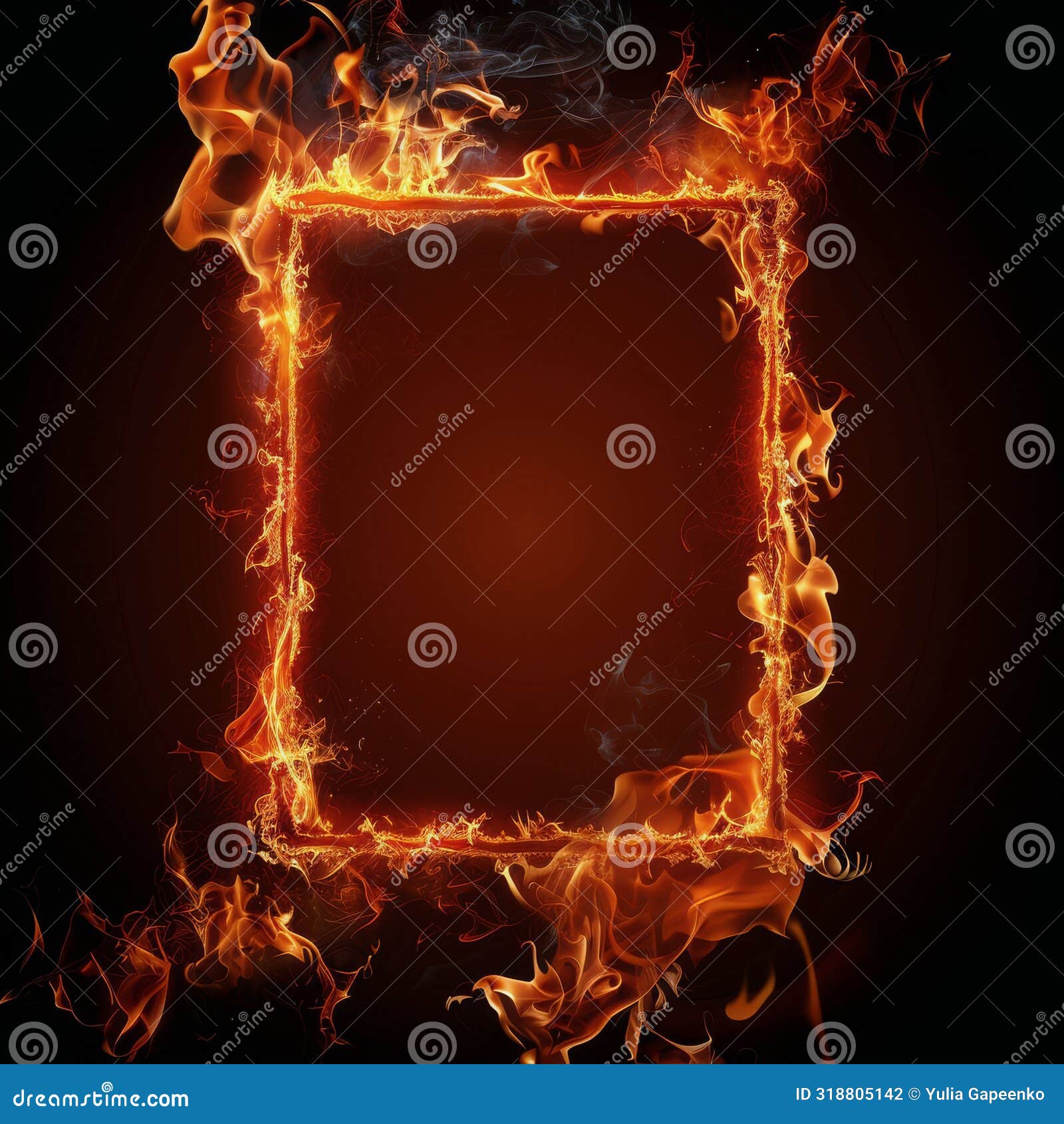 Fiery Frame on Black Background Stock Photo - Image of burning, fire ...