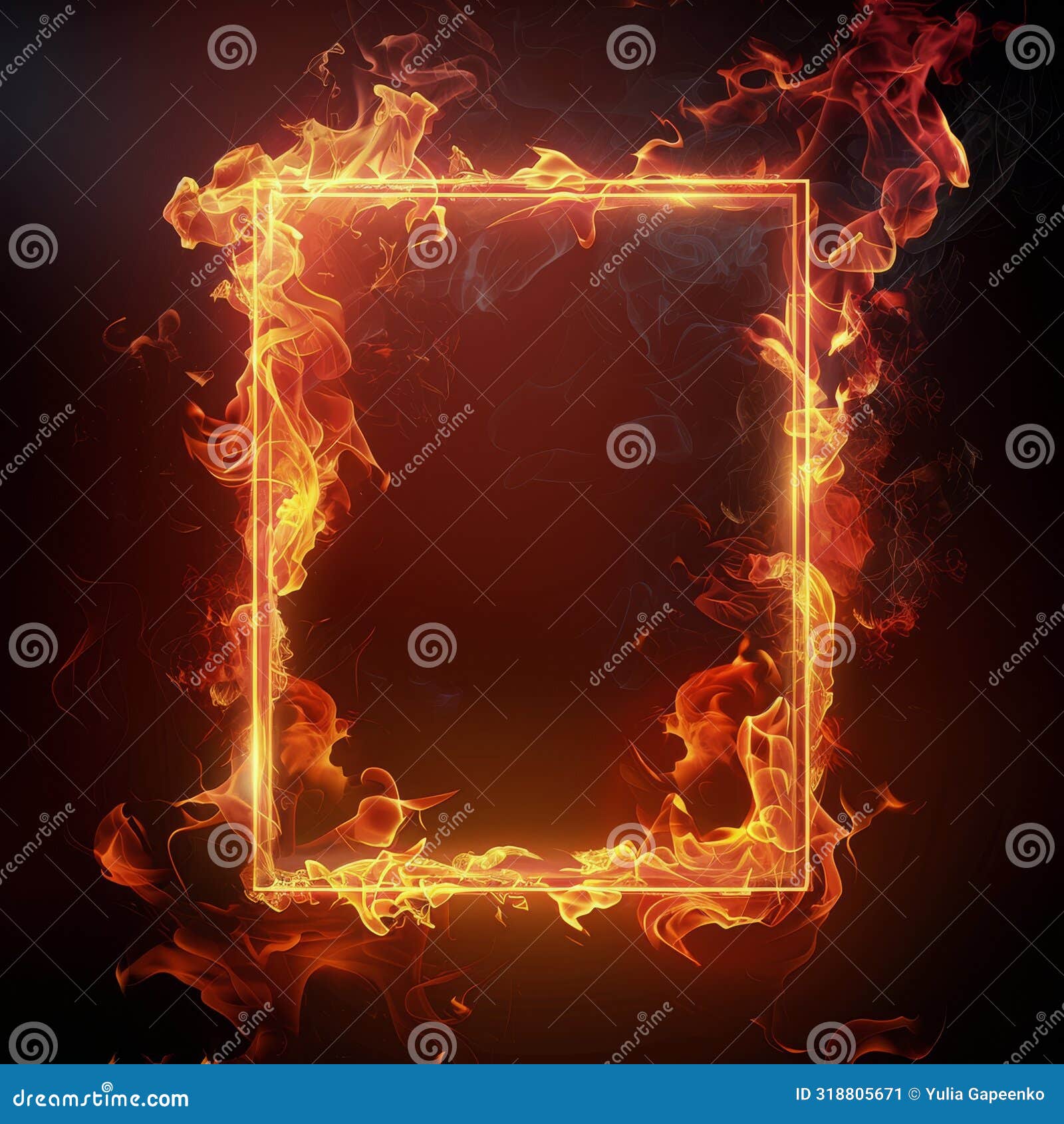 Fiery Frame on Black Background Stock Image - Image of vivid, design ...