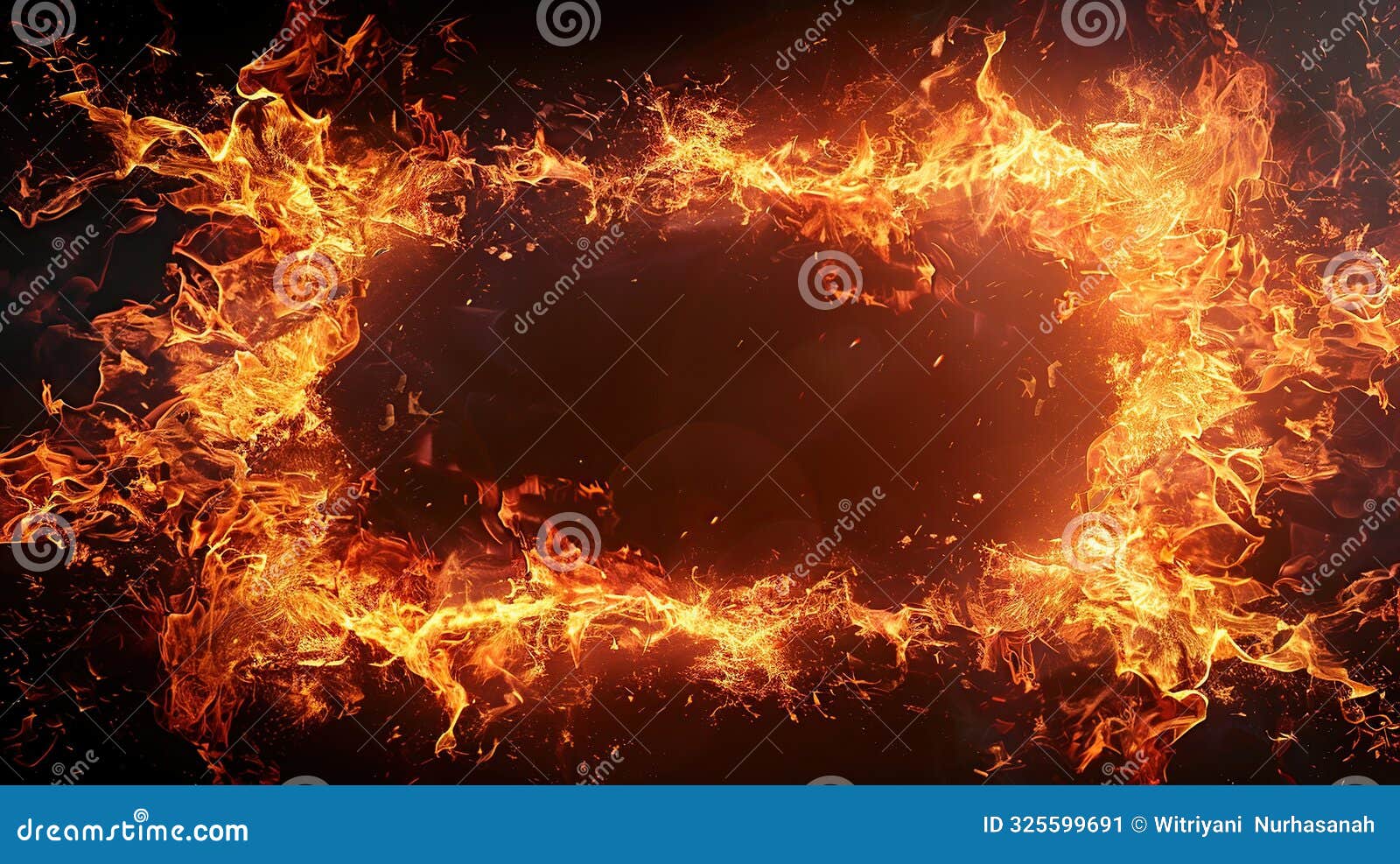 Fiery Frame: a Blazing Border of Fire Stock Illustration - Illustration ...