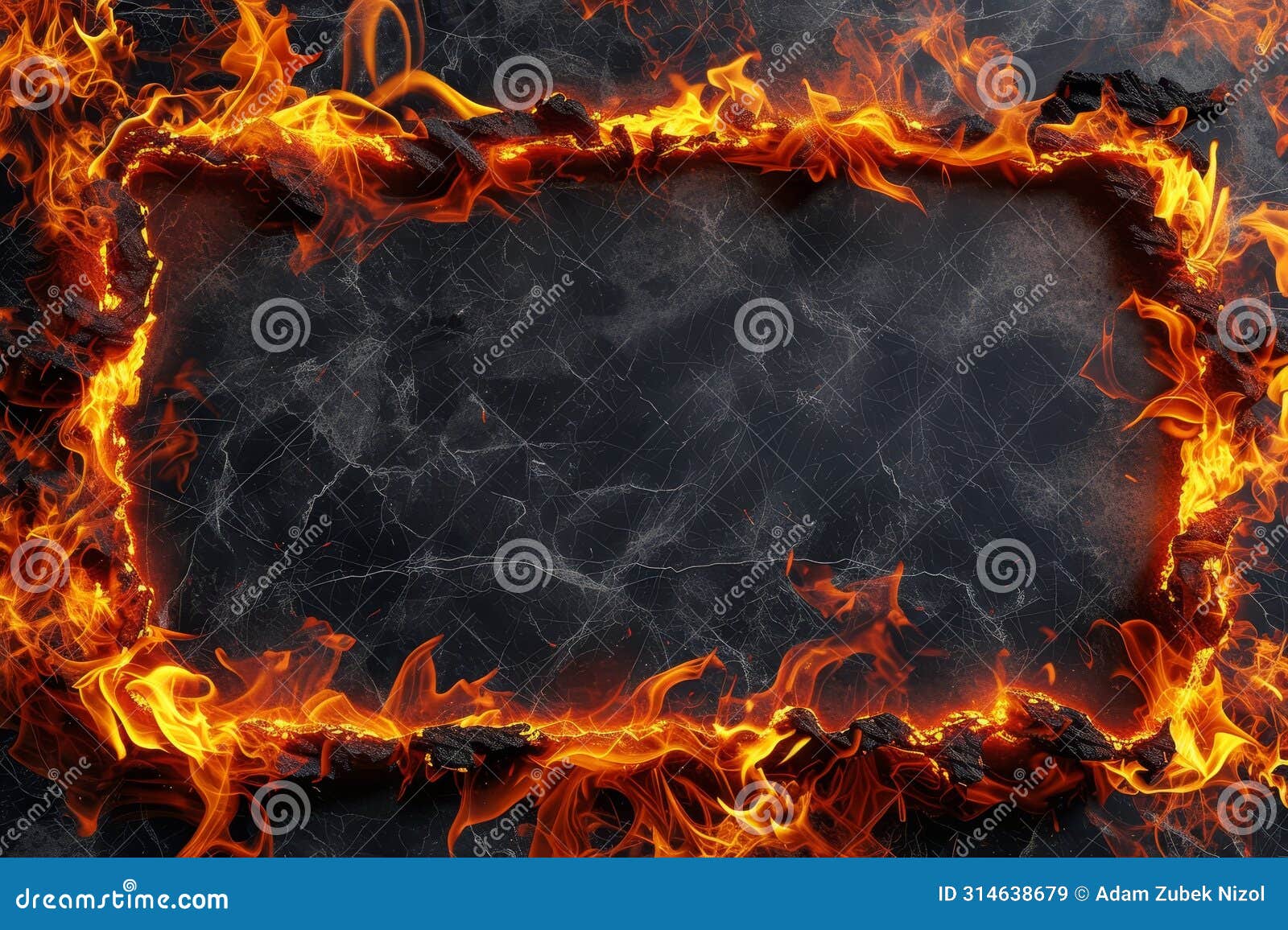 Fiery Frame on Dark Textured Background Stock Illustration ...