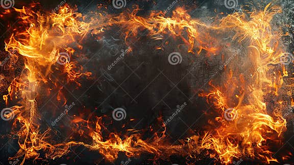 Fiery Frame: a Dramatic Fire Border Stock Illustration - Illustration ...