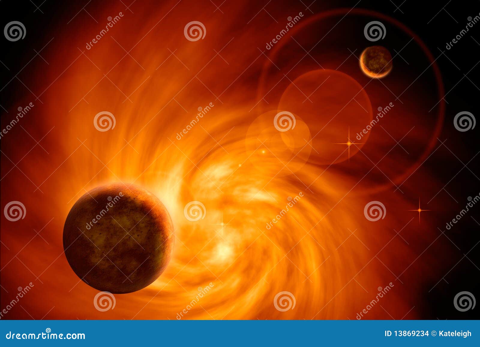 Fiery Galaxy with Planets stock illustration. Illustration of fiery ...