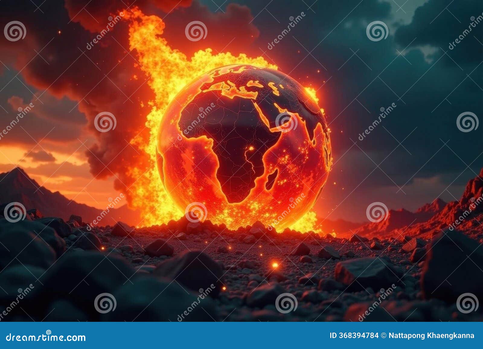 Apocalyptic Scene Depicting The End Of The World - Mushroom Clouds ...