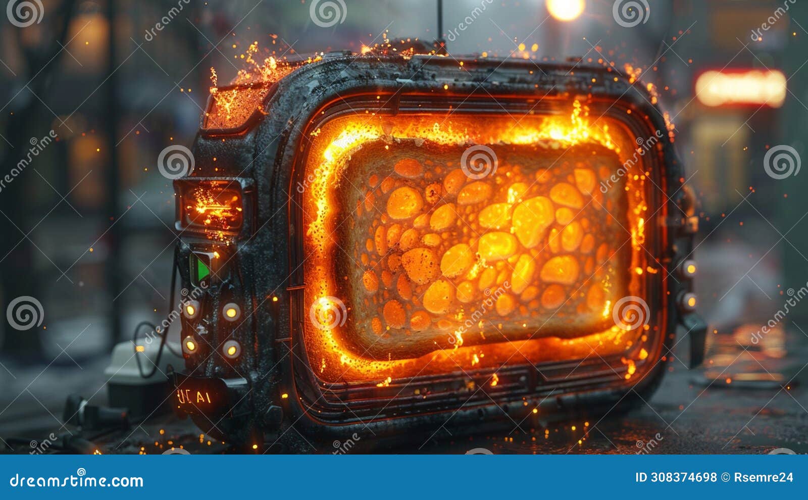 Fiery Glow: a Radiant, Overheated Device in the Cold Stock Illustration ...