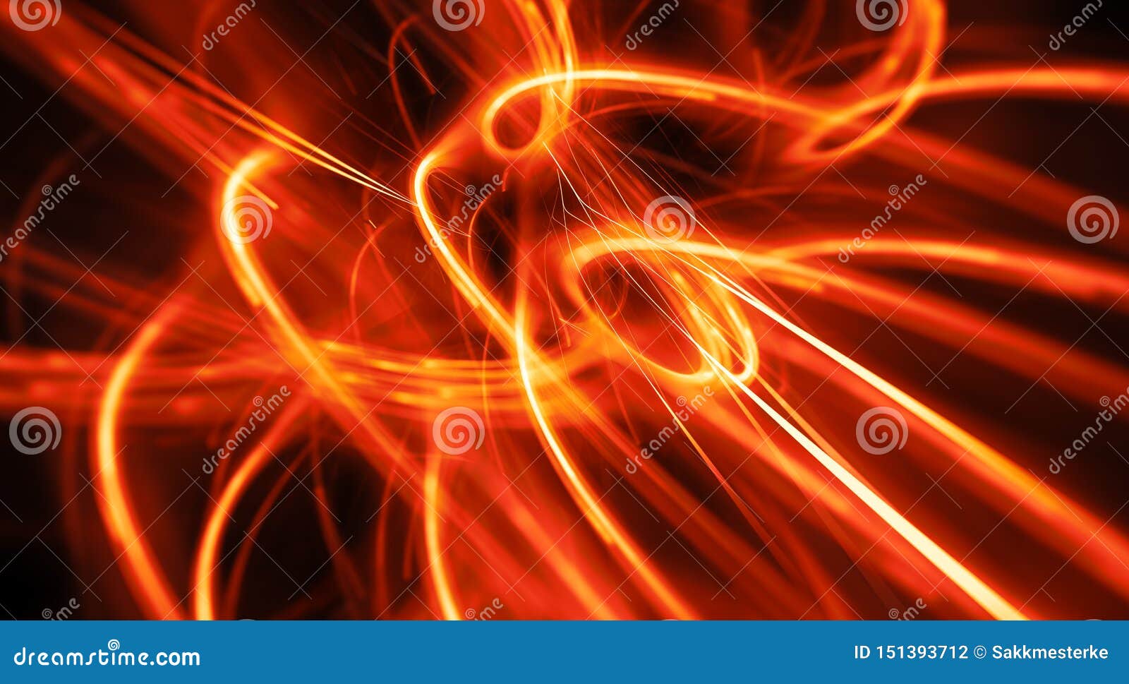 Fiery Glowing Energy Curves in Space Abstract Background Stock ...