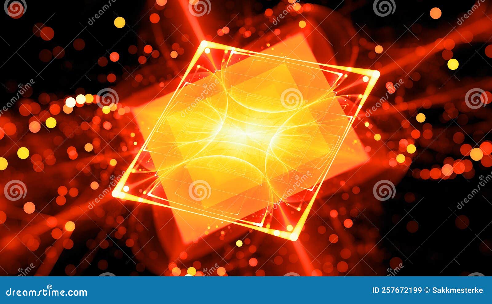 Fiery Glowing Futuristic Quantum Processor Stock Illustration ...