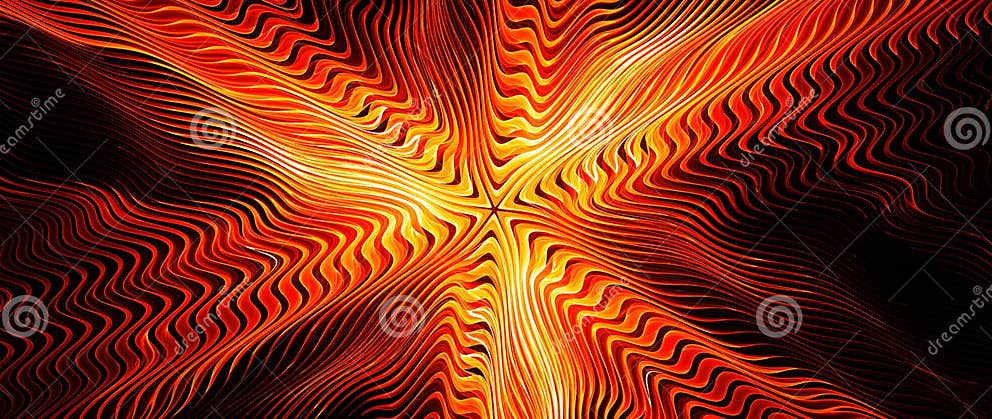 Fiery Glowing Gravitational Waves in Space Abstract Background Stock ...