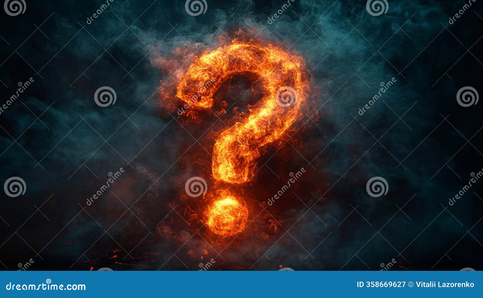 Fiery Question Mark Against Dark Background, Dynamic Focal Point Stock ...