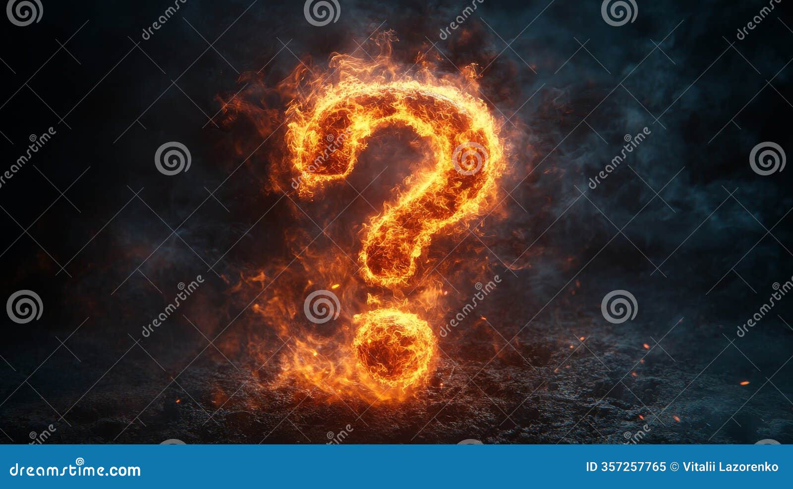 Fiery Glowing Question Mark with Intense Flames for Dramatic Concepts ...