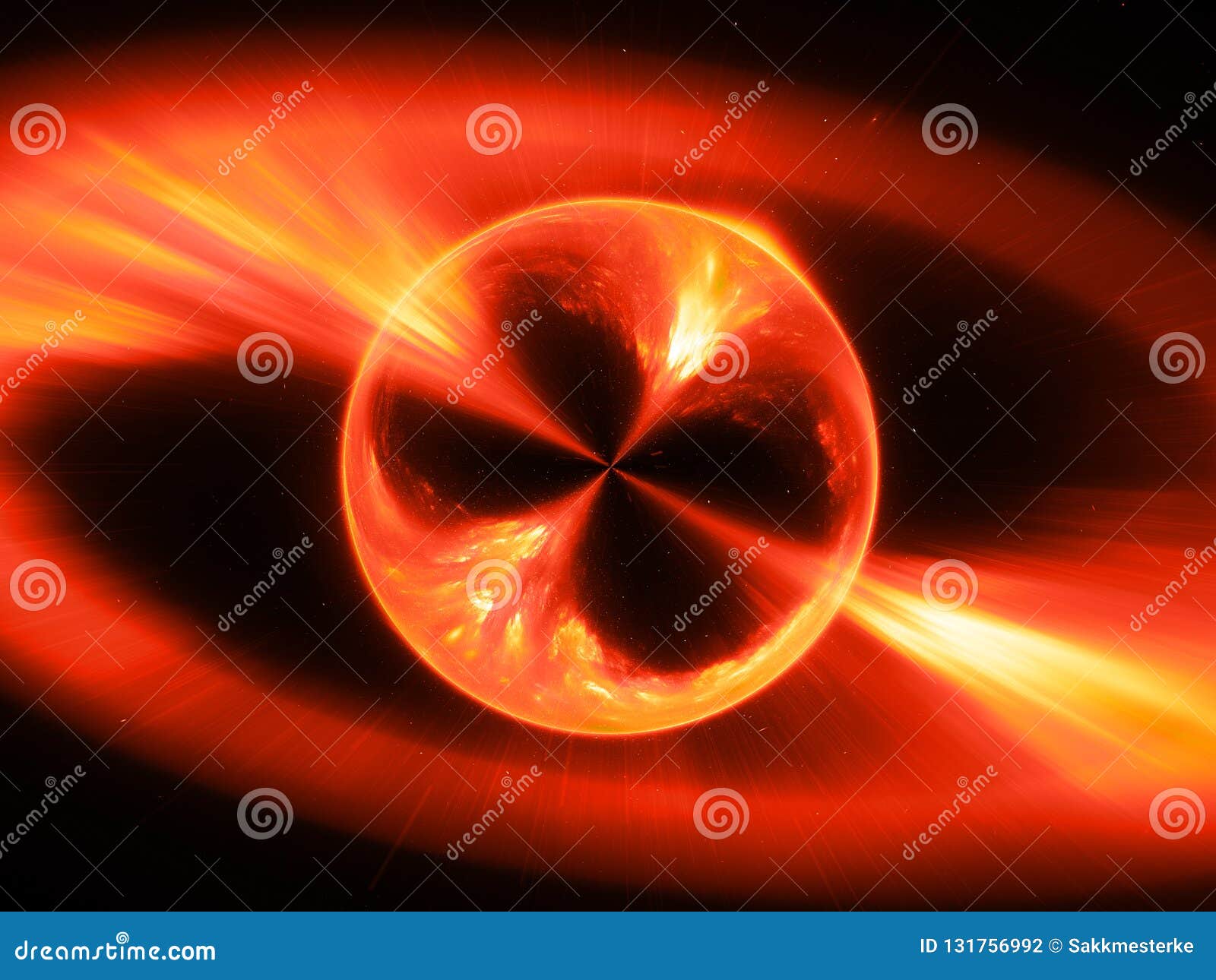 Fiery Supermassive Mysterios Object in Space Gamma Ray Burst, Computer ...