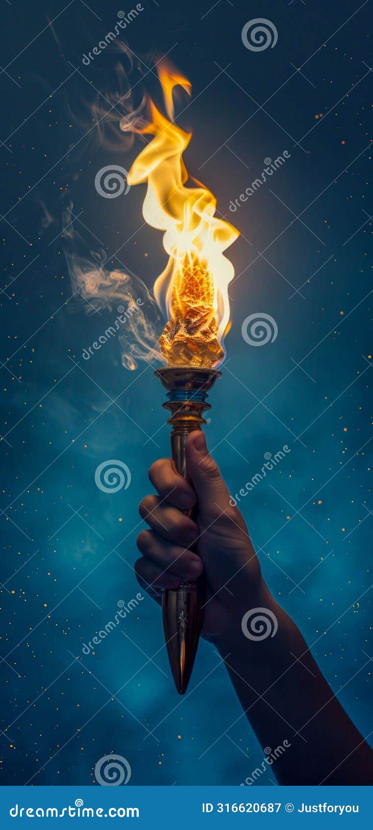 Fiery Hand Holding a Burning Torch. Generative Ai Stock Illustration ...