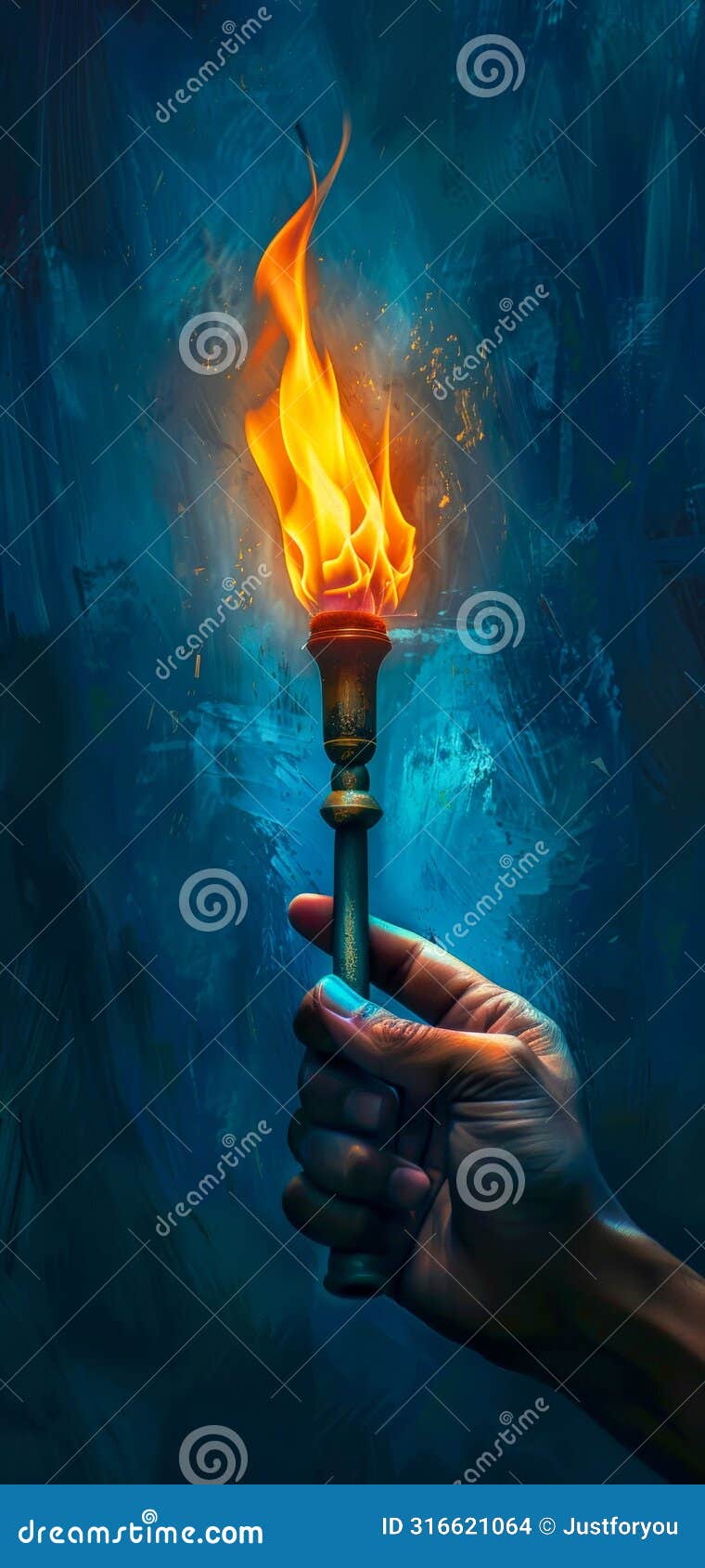 Fiery Hand Holding a Burning Torch. Generative Ai Stock Illustration ...