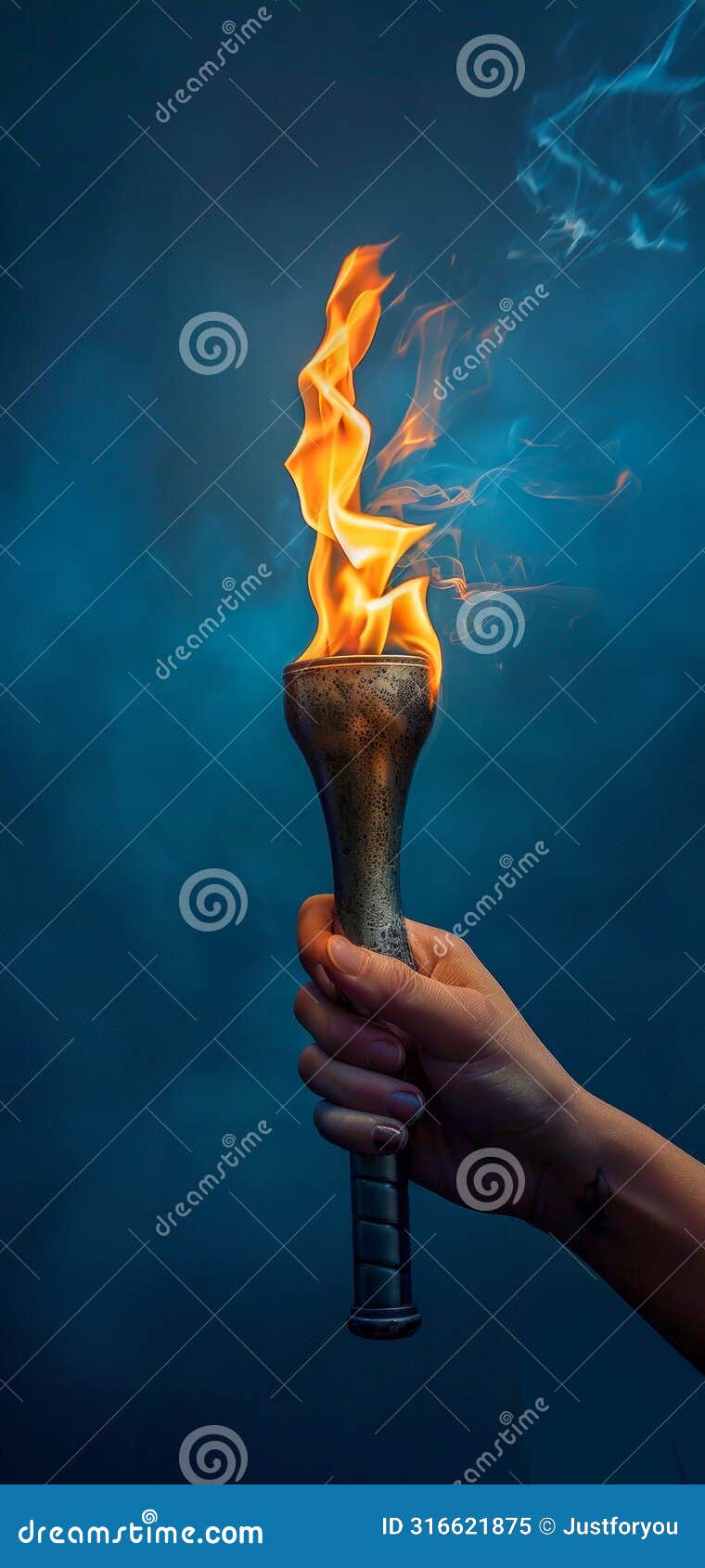 Fiery Hand Holding a Burning Torch. Generative Ai Stock Illustration ...