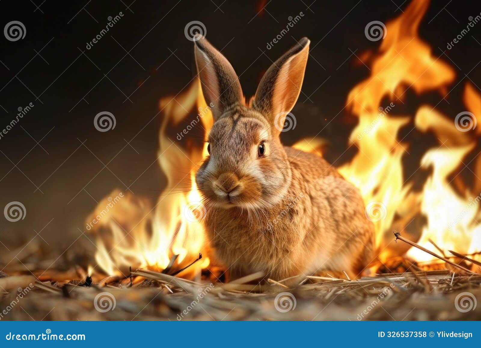 Fiery Hare, Courage in the Flames Stock Photo - Image of brave ...