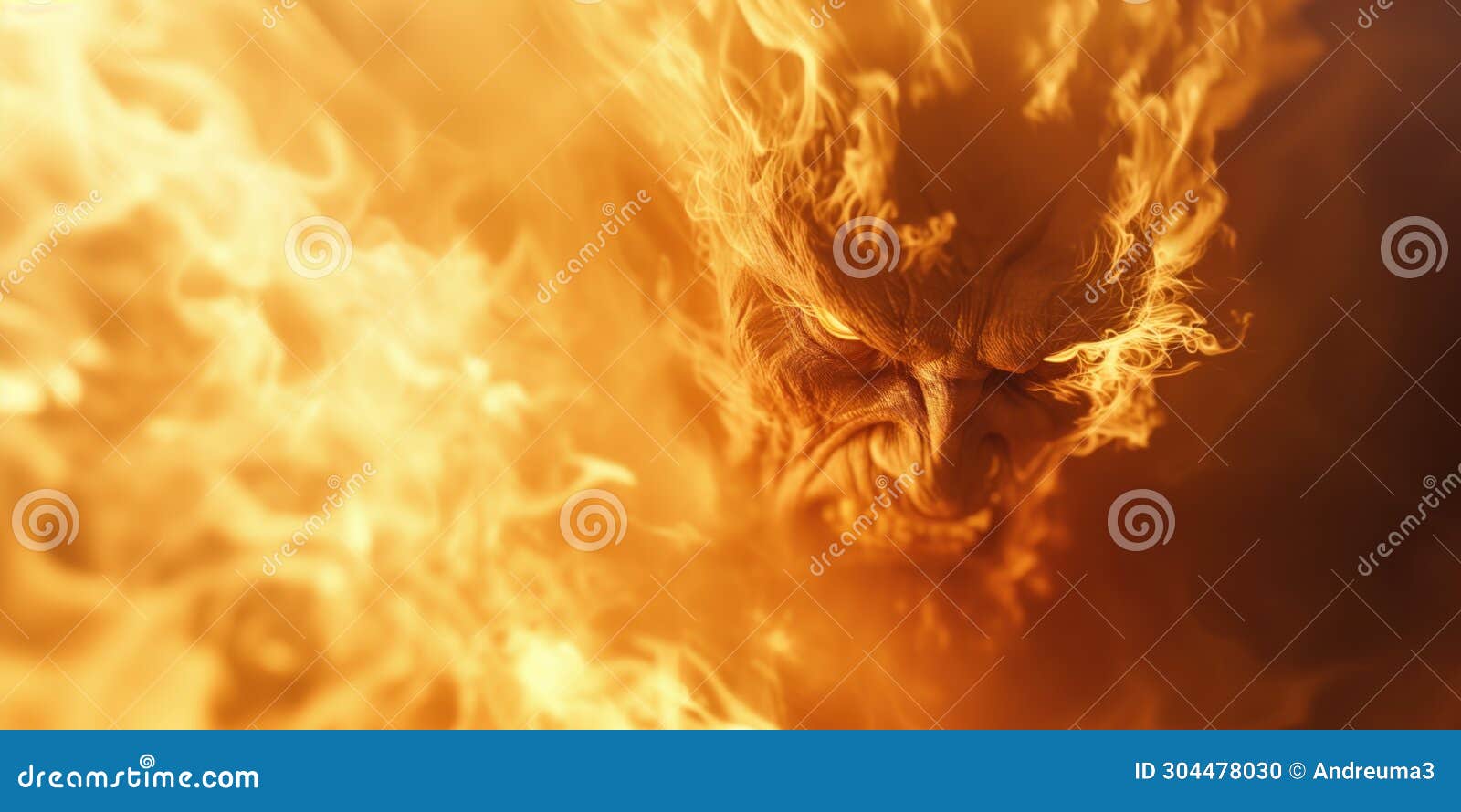Fiery Head of a Evil Monster in the Fire Stock Illustration ...