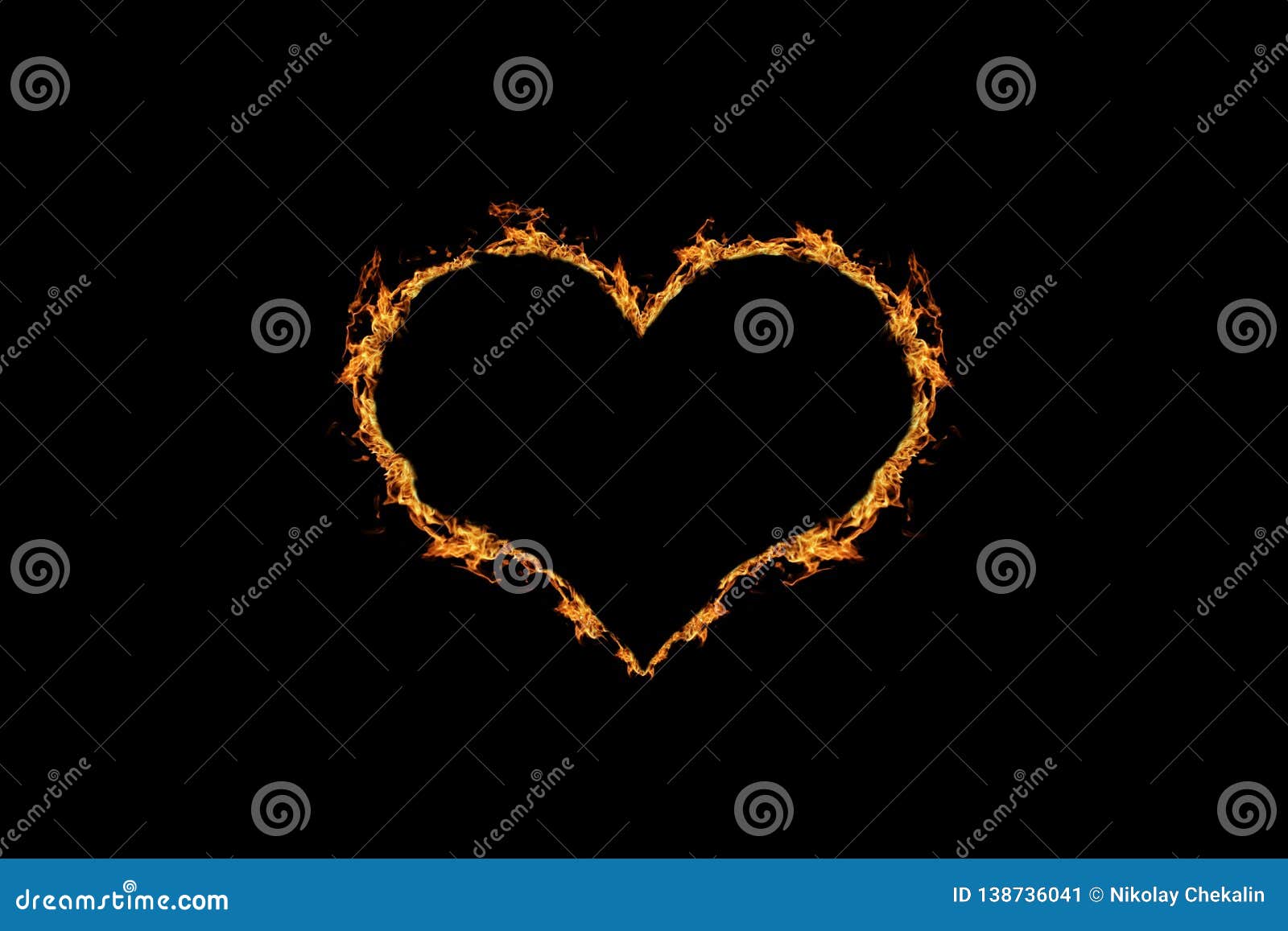 Fiery Heart on the Background of a Concrete Wall Stock Illustration ...