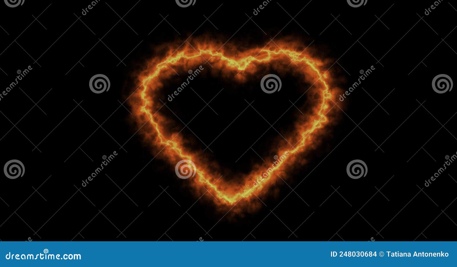 Fiery Heart on a Black Background. Abstract Hot Heart Shape, Flame ...