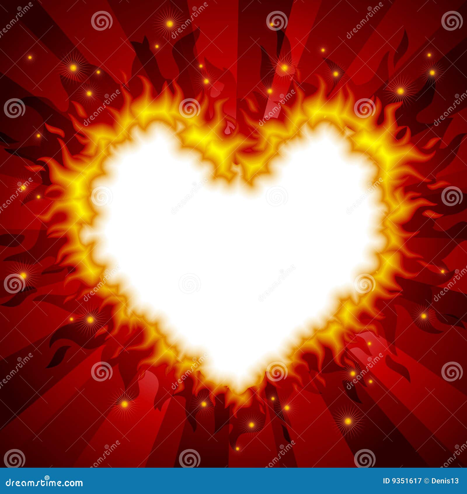 Fiery heart card 3 stock vector. Illustration of design - 9351617