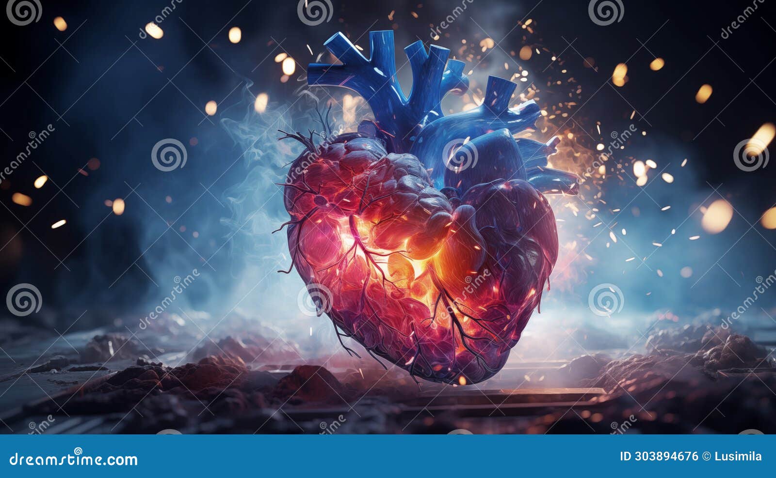 Fiery heart stock photo. Image of symbol, anatomy, celebration - 303894676