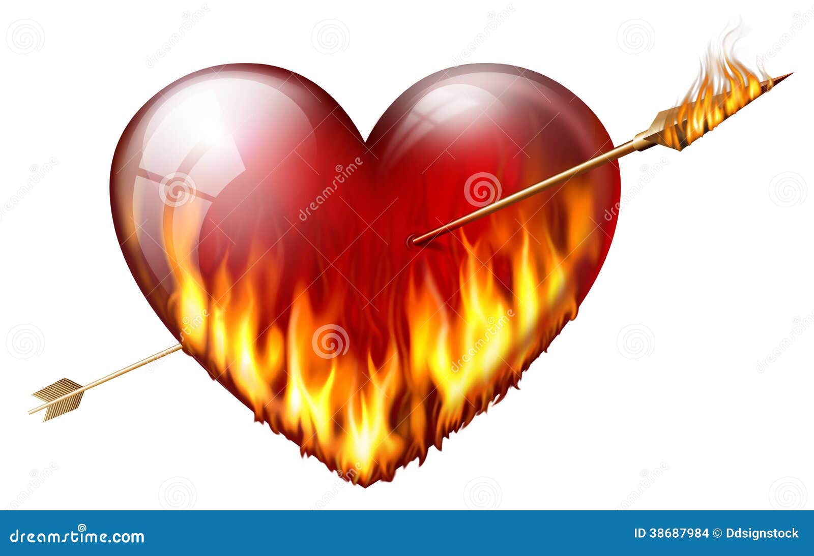 Fiery heart stock illustration. Illustration of love - 38687984