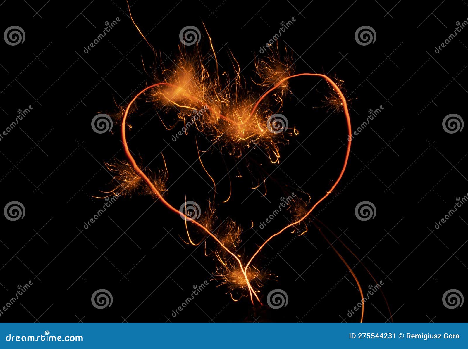 Fiery Heart with Sparks on Black Background Stock Image - Image of ...