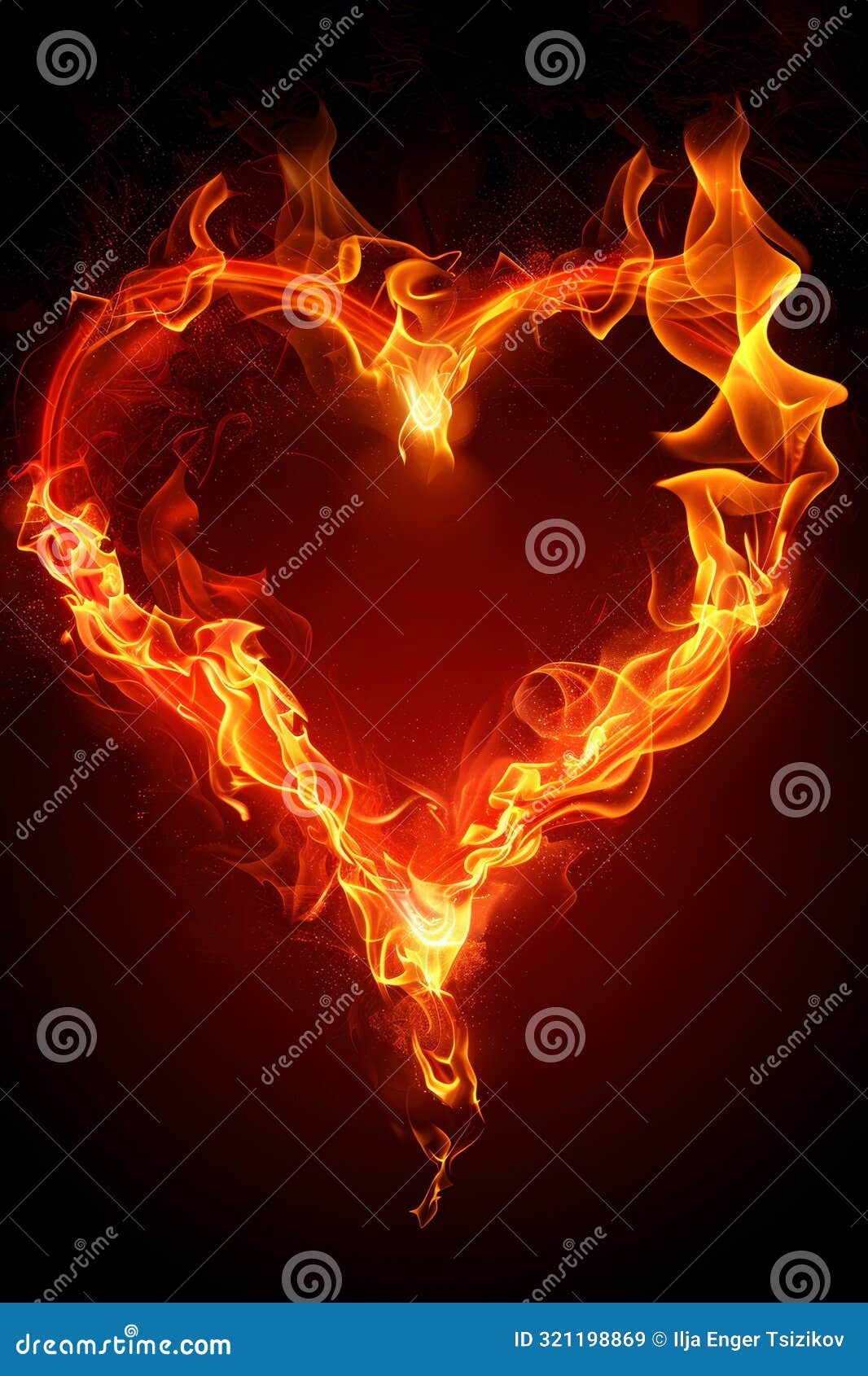 Fiery Heart Symbol Engulfed in Flames on a Dark Isolated Background for ...