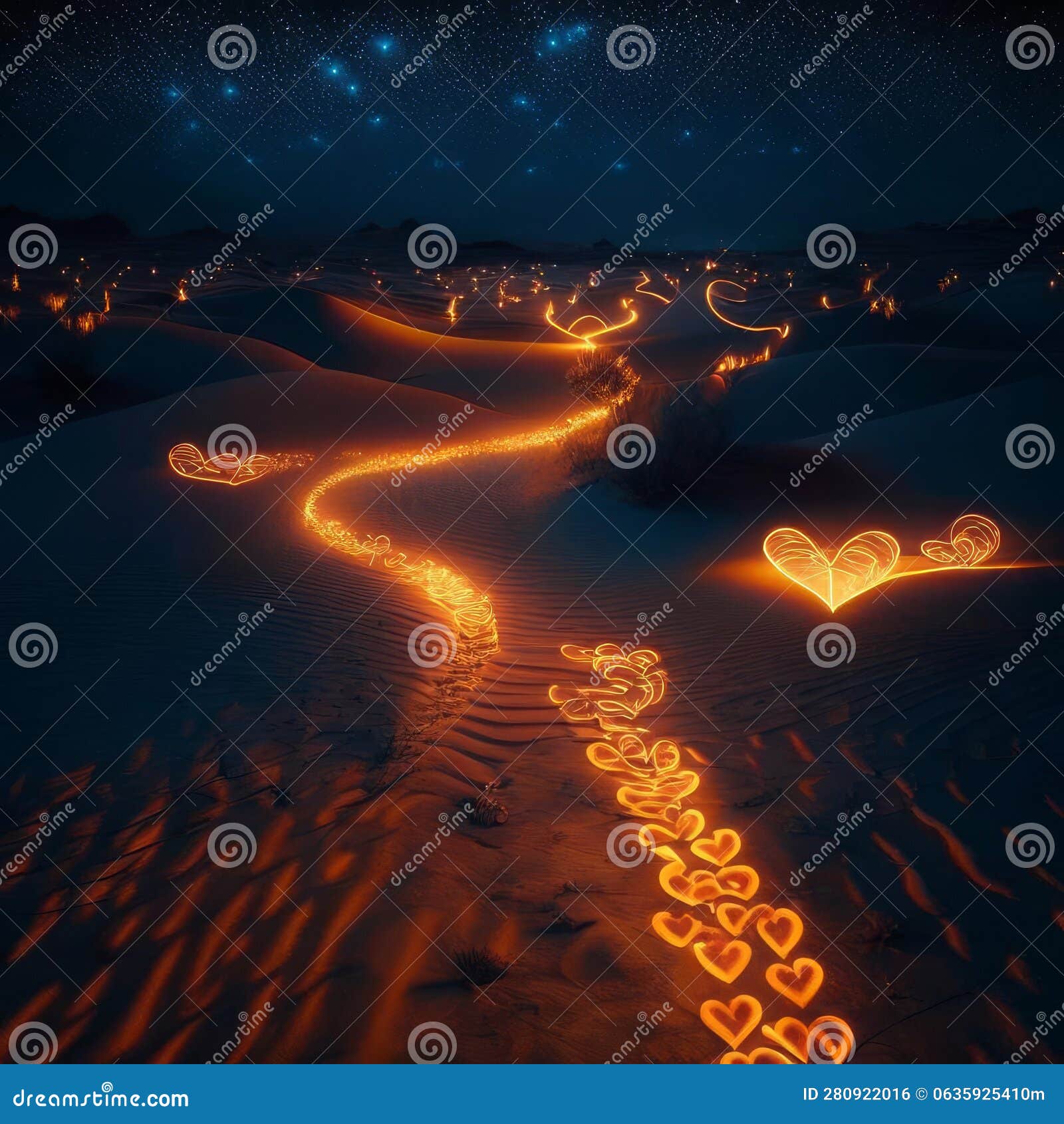 Two Fiery Hearts Embracing In Golden Dust Royalty-Free Stock ...