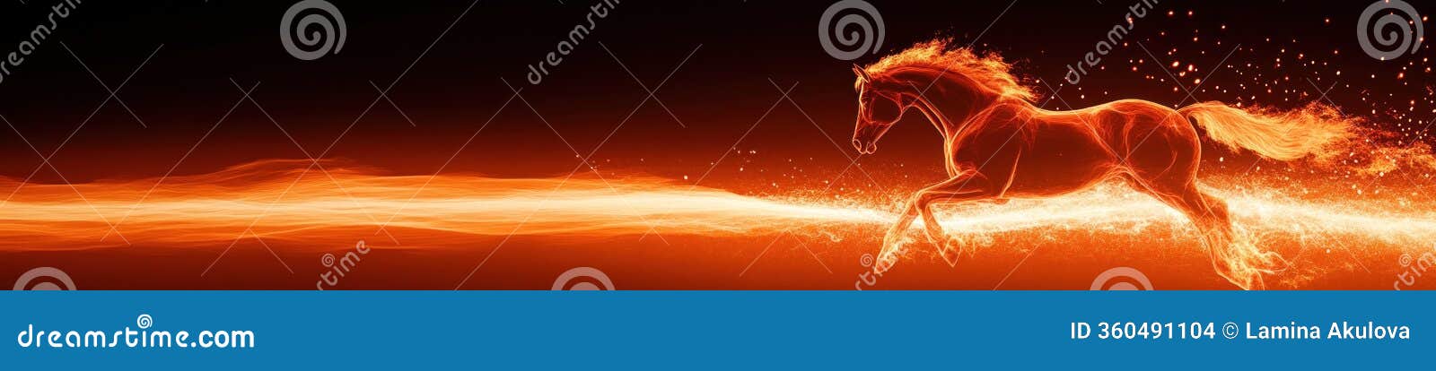 Fiery Horse On A Black Background. AI Generated Stock Image ...