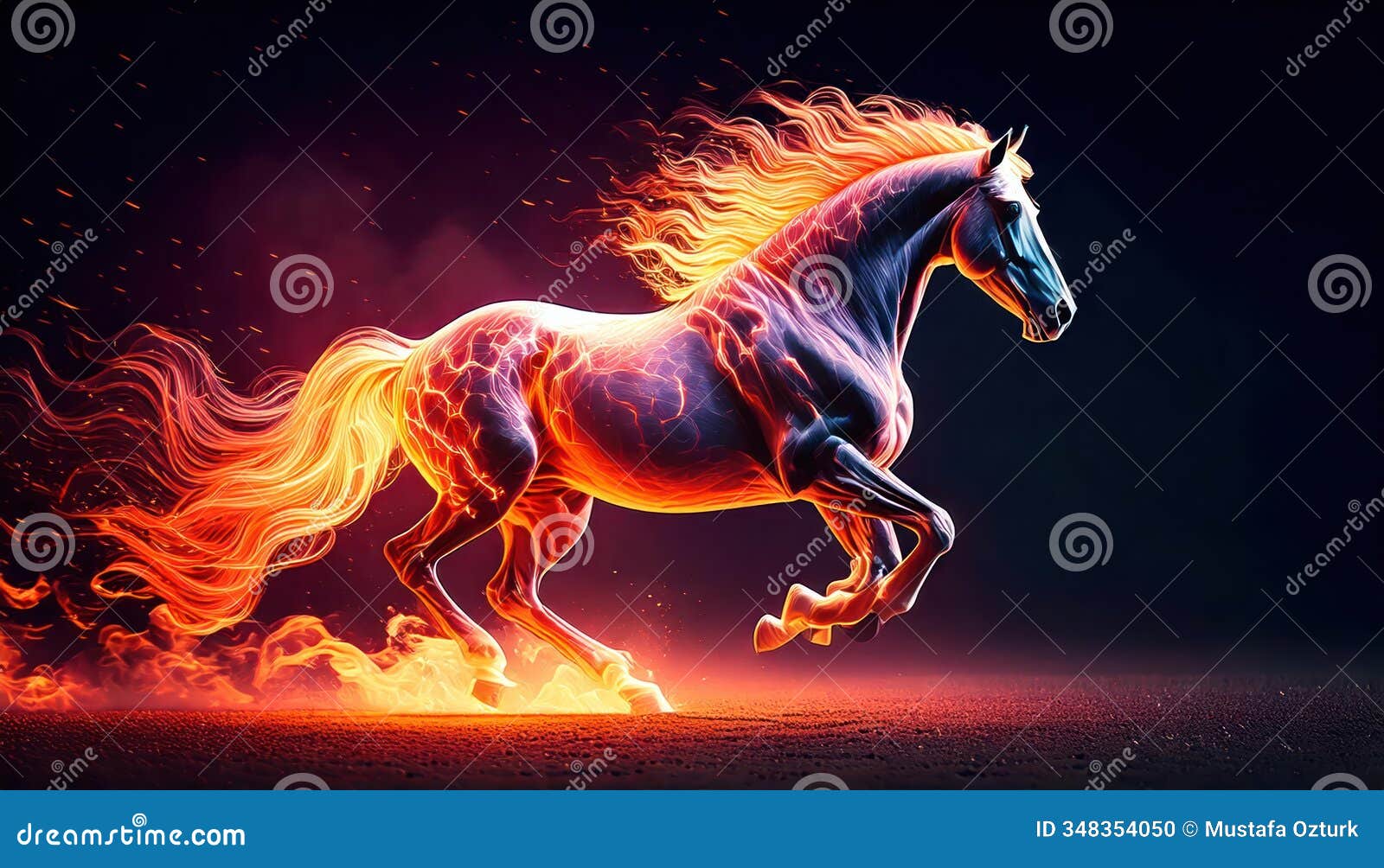Fiery Horse Running stock photo. Image of mythology - 348354050