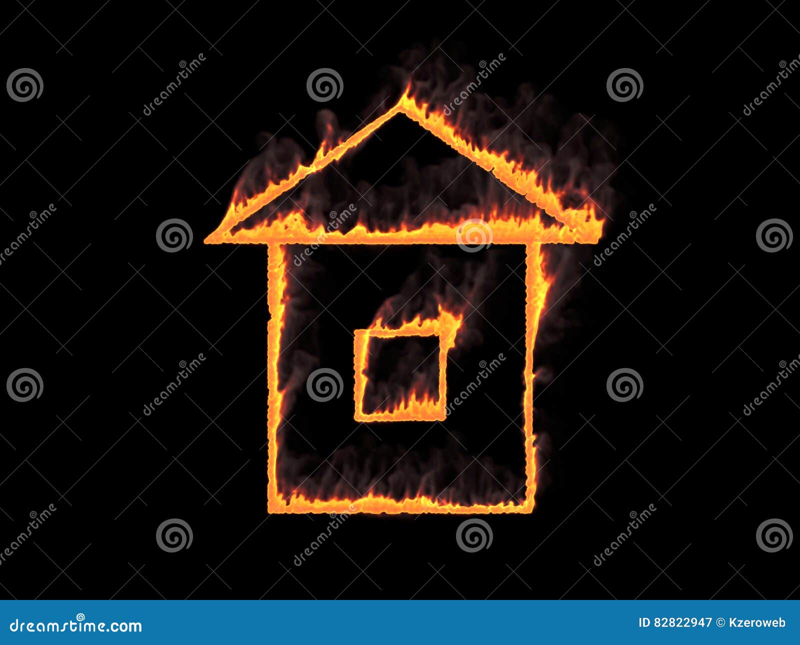 Fiery House Fire Engulfed In Flames At Night, Showing A Dramatic Scene ...