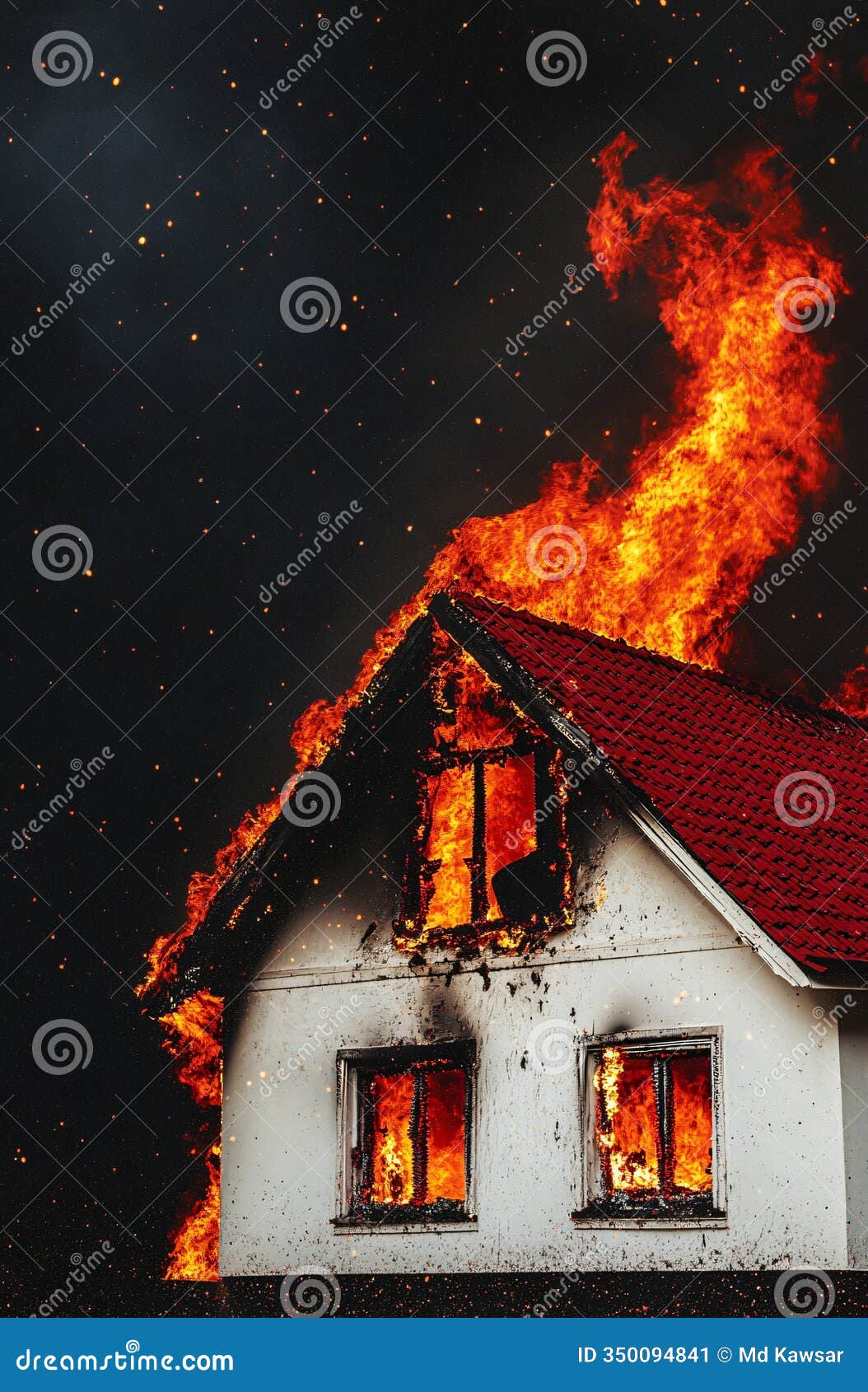 Fiery House Inferno Night Fire Disaster Dramatic High Quality Image ...
