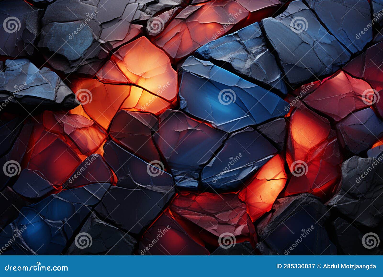 Fiery Hues of Red and Blue on Obsidian Stock Illustration ...