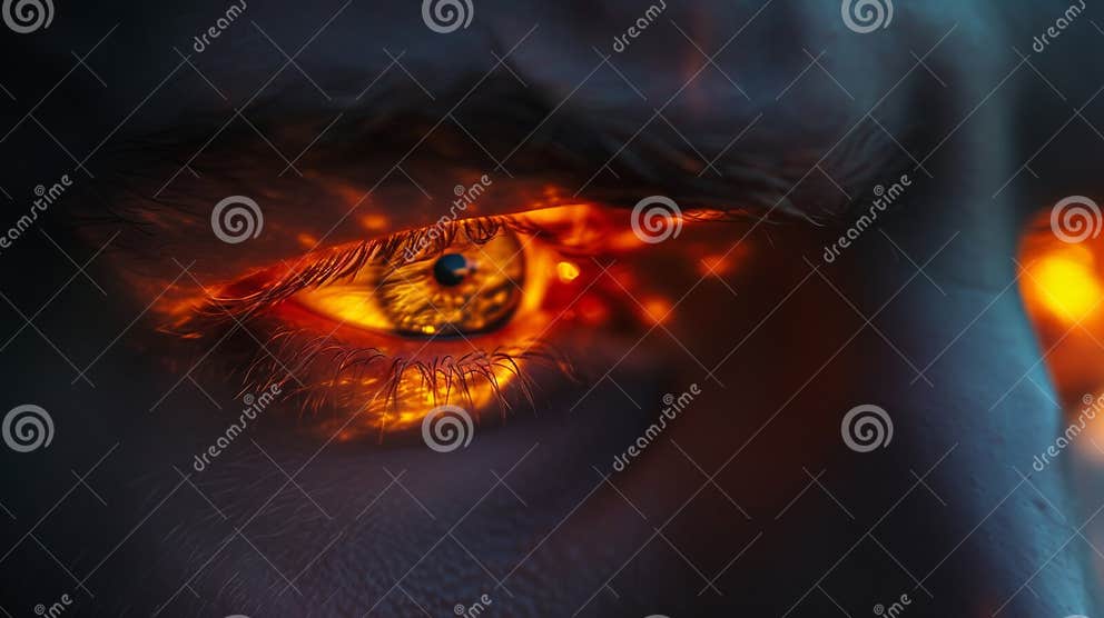 Fiery Human Eye with Intense Glowing Effect Stock Photo - Image of ...