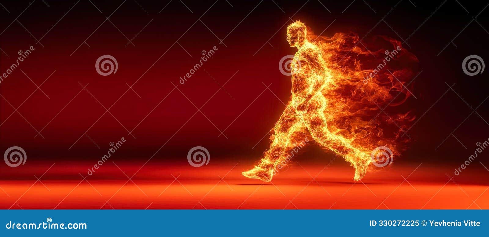 Fiery Human Silhouette Walking in Flames. Generative Ai Stock ...