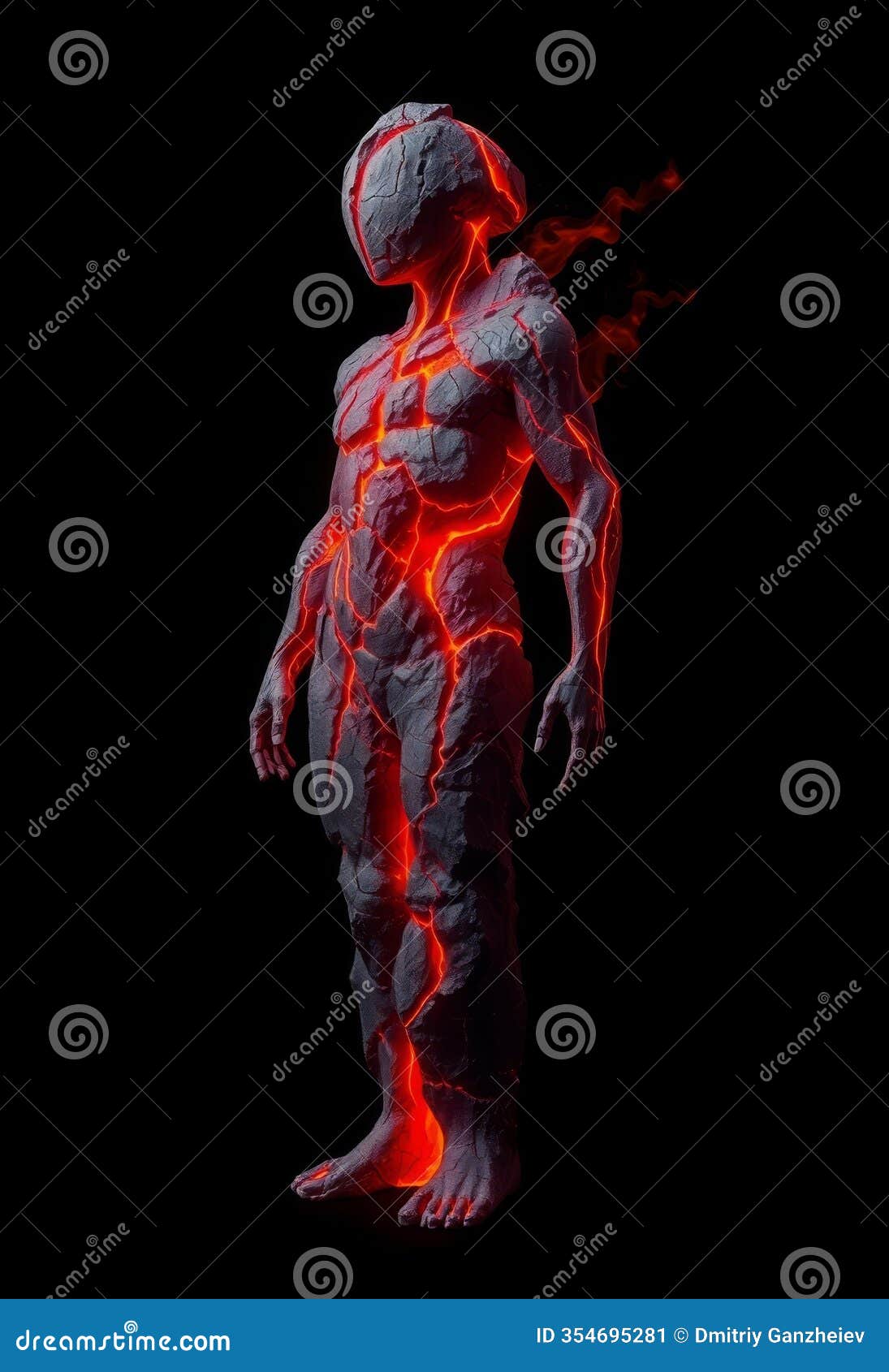 Fiery Humanoid in Lava Cracks Stock Illustration - Illustration of ...