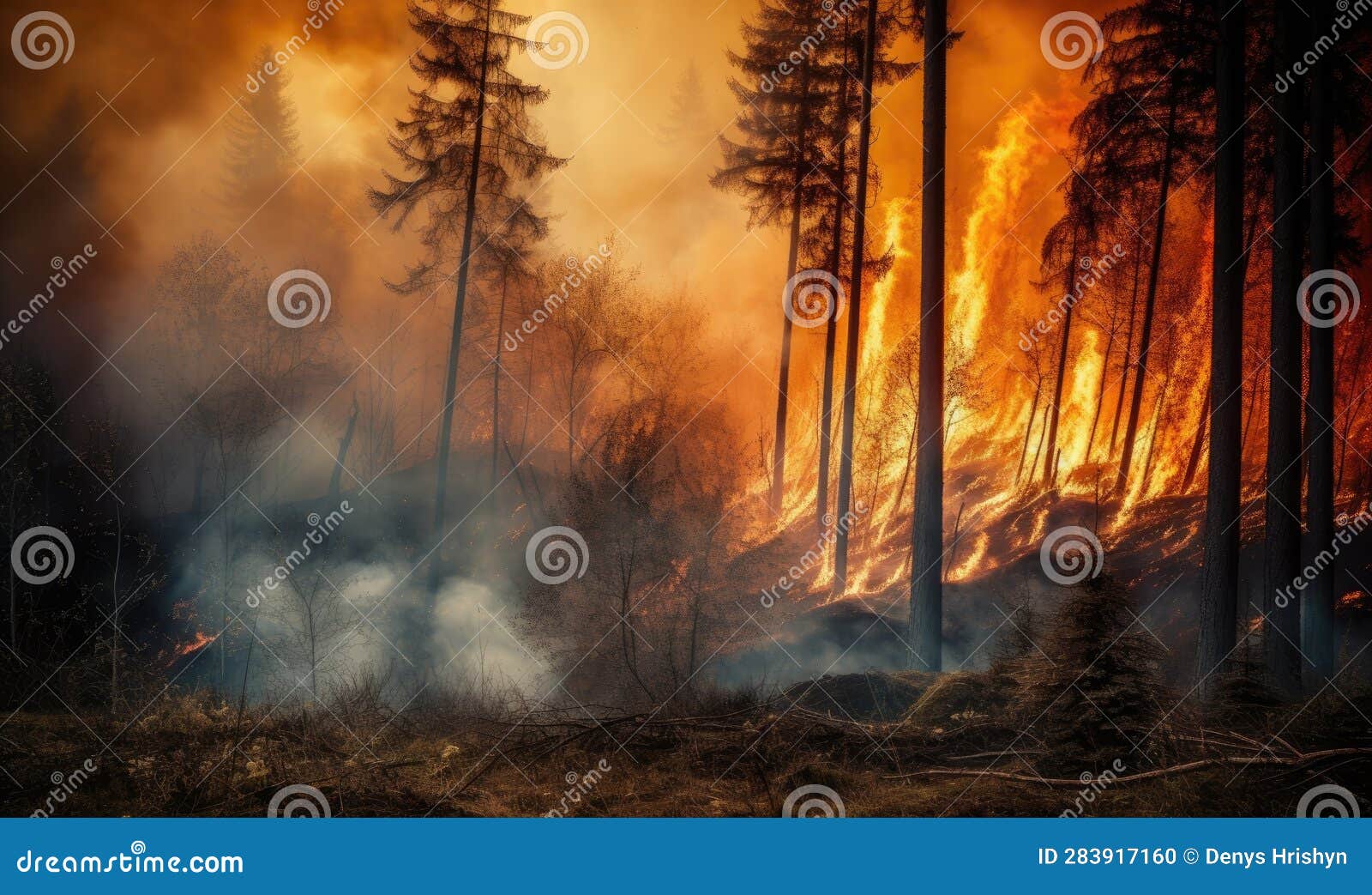 Fiery Inferno Ravages Mountain Forest, Fueled by Hellfire Creating ...