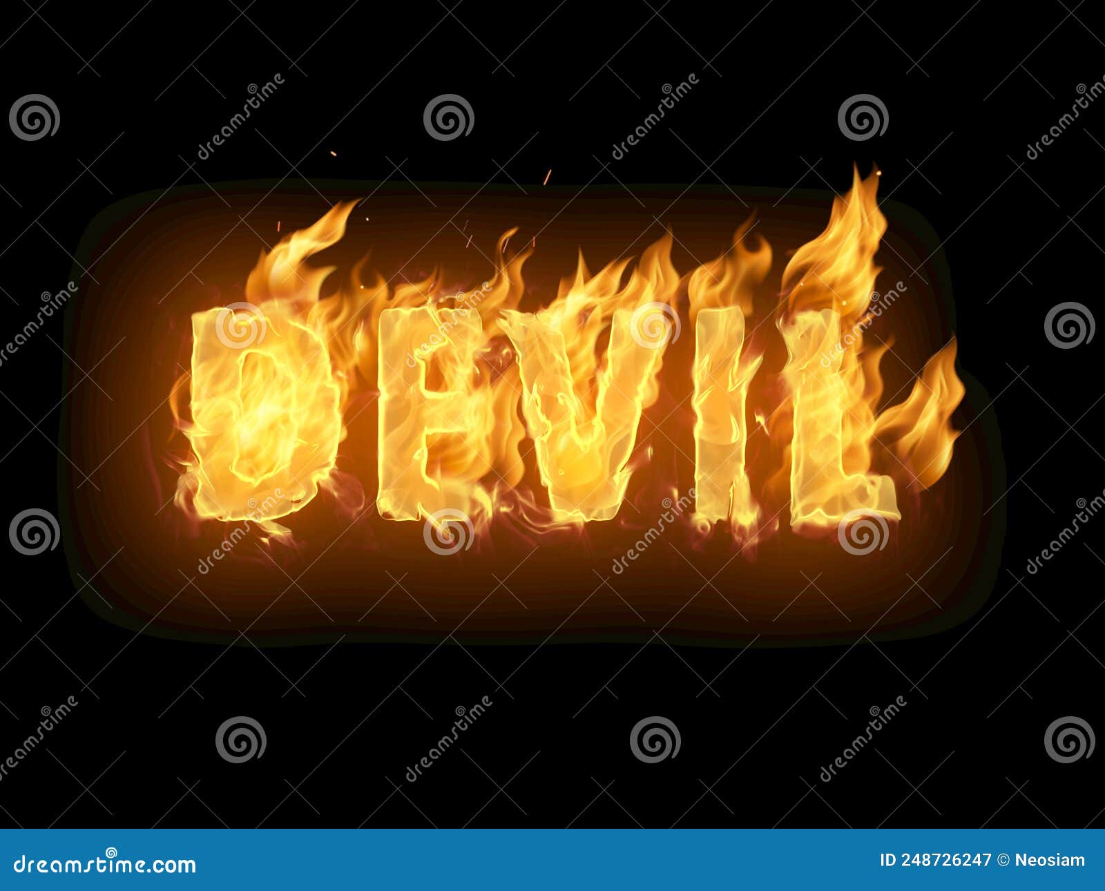Fiery Inferno with Word Devil Stock Illustration - Illustration of hell ...