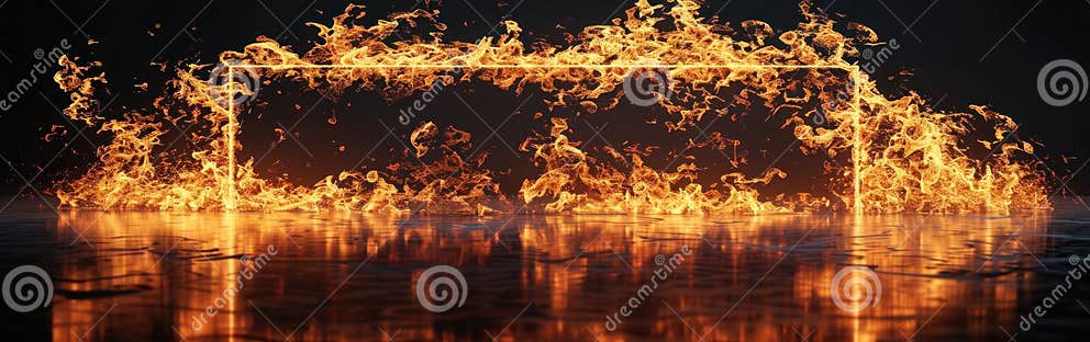 Fiery Isolated Rectangle Frame - Digitally Generated Flames Stock ...