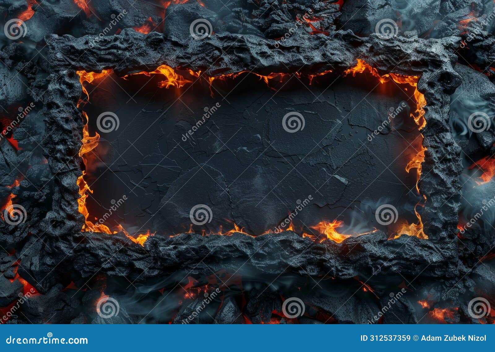 Fiery Lava Frame on Cracked Surface Stock Illustration - Illustration ...