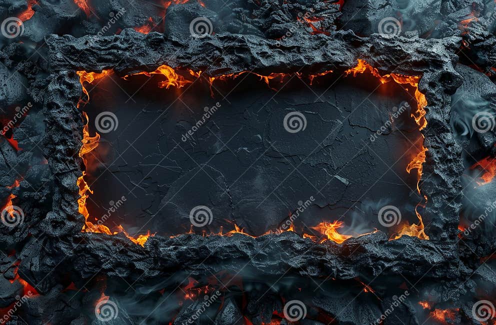 Fiery Lava Frame on Cracked Surface Stock Illustration - Illustration ...
