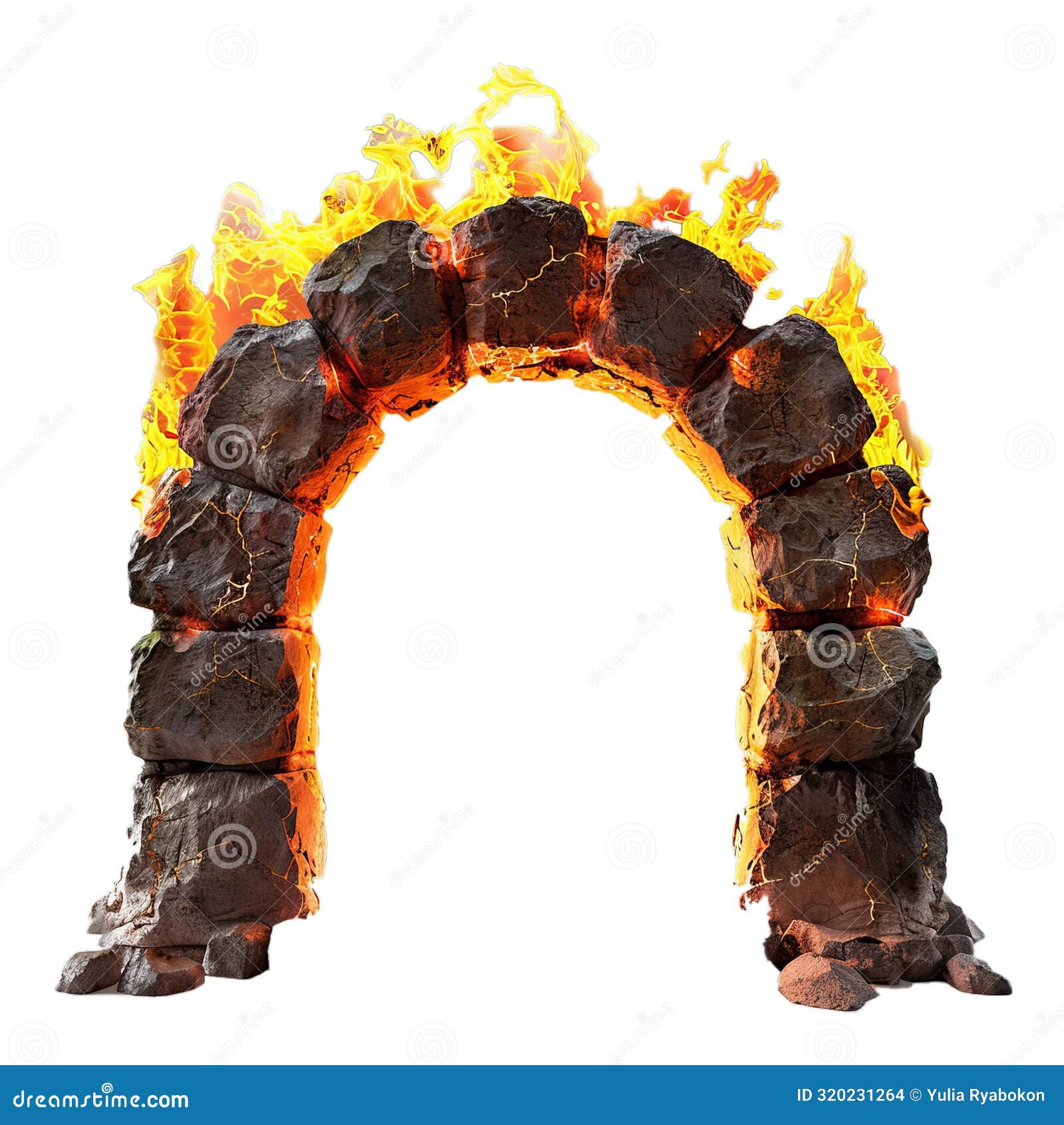 Fiery Lava Stone Arch on Transparent Background Stock Photo ...