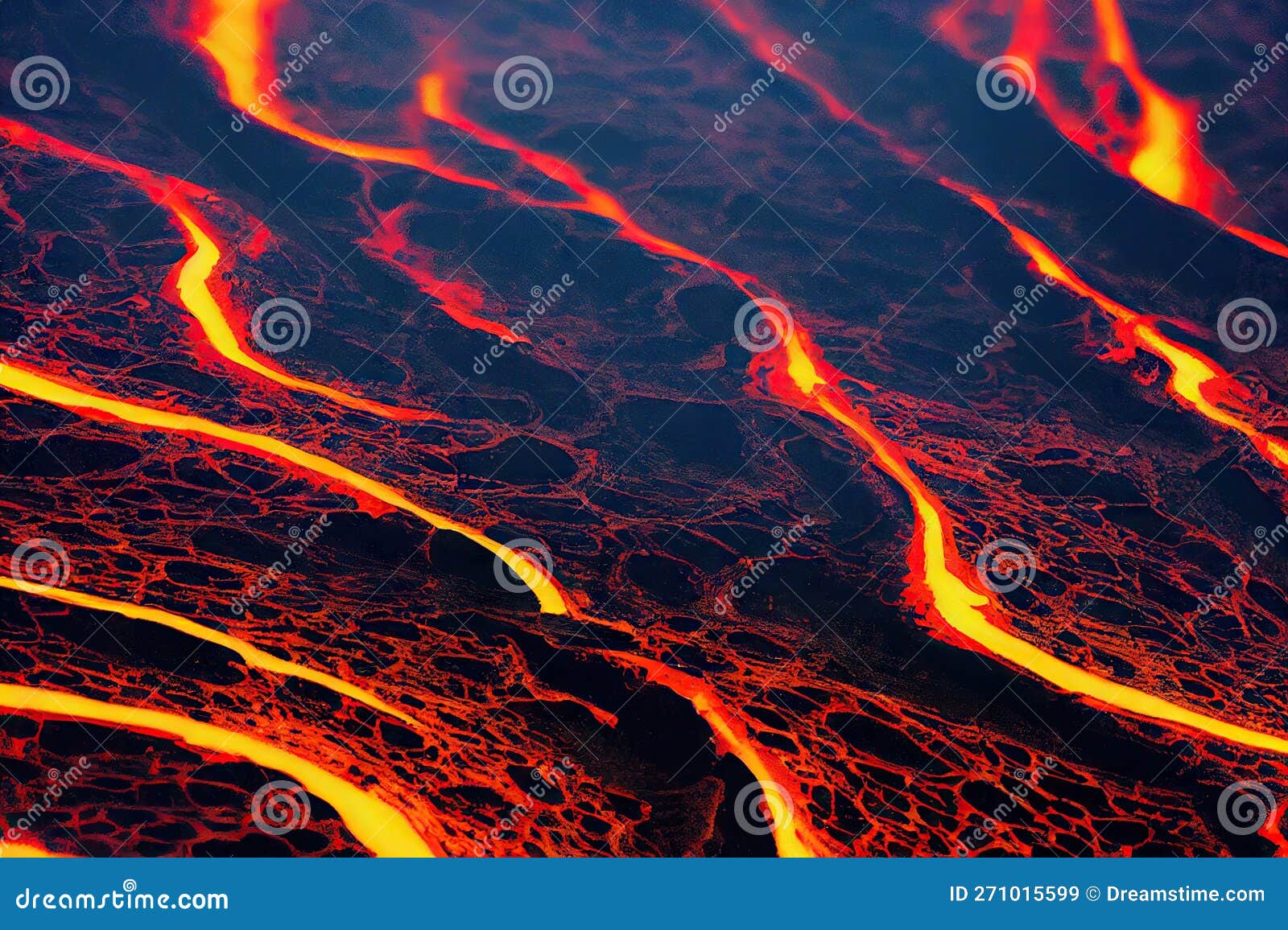 Fiery Lava Texture Flowing Down from Mountain Burning Volcano Stock ...