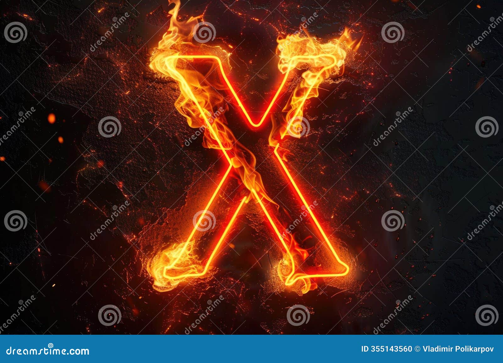 A Fiery Letter X Burning Against a Dark Backdrop. Ideal for Graphic ...