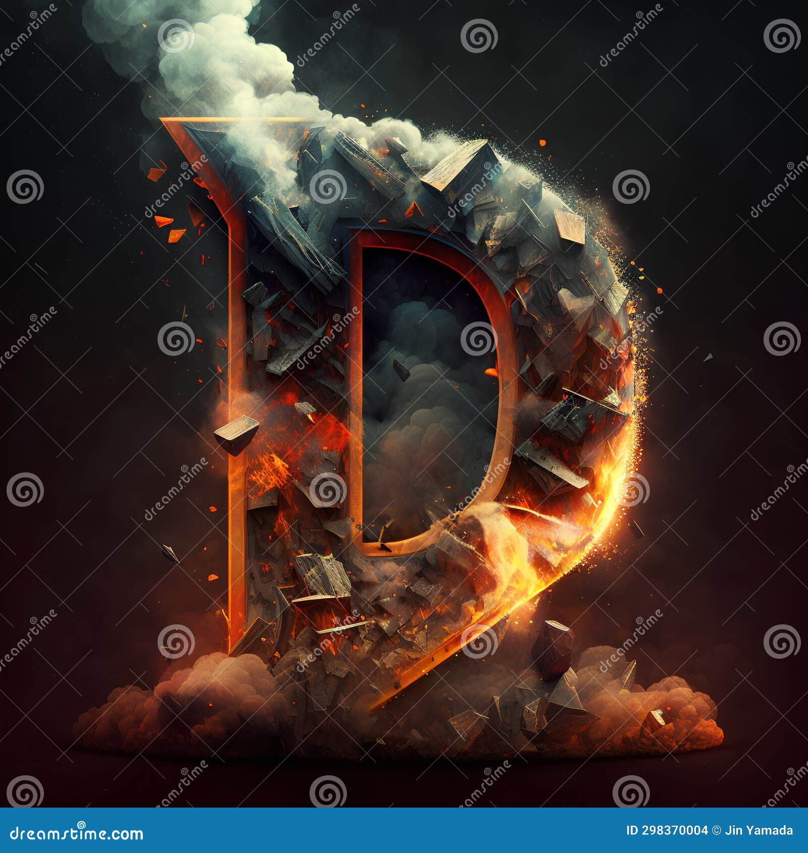 Fiery Letter D: A Craig Mullins-inspired Artwork Stock Image ...