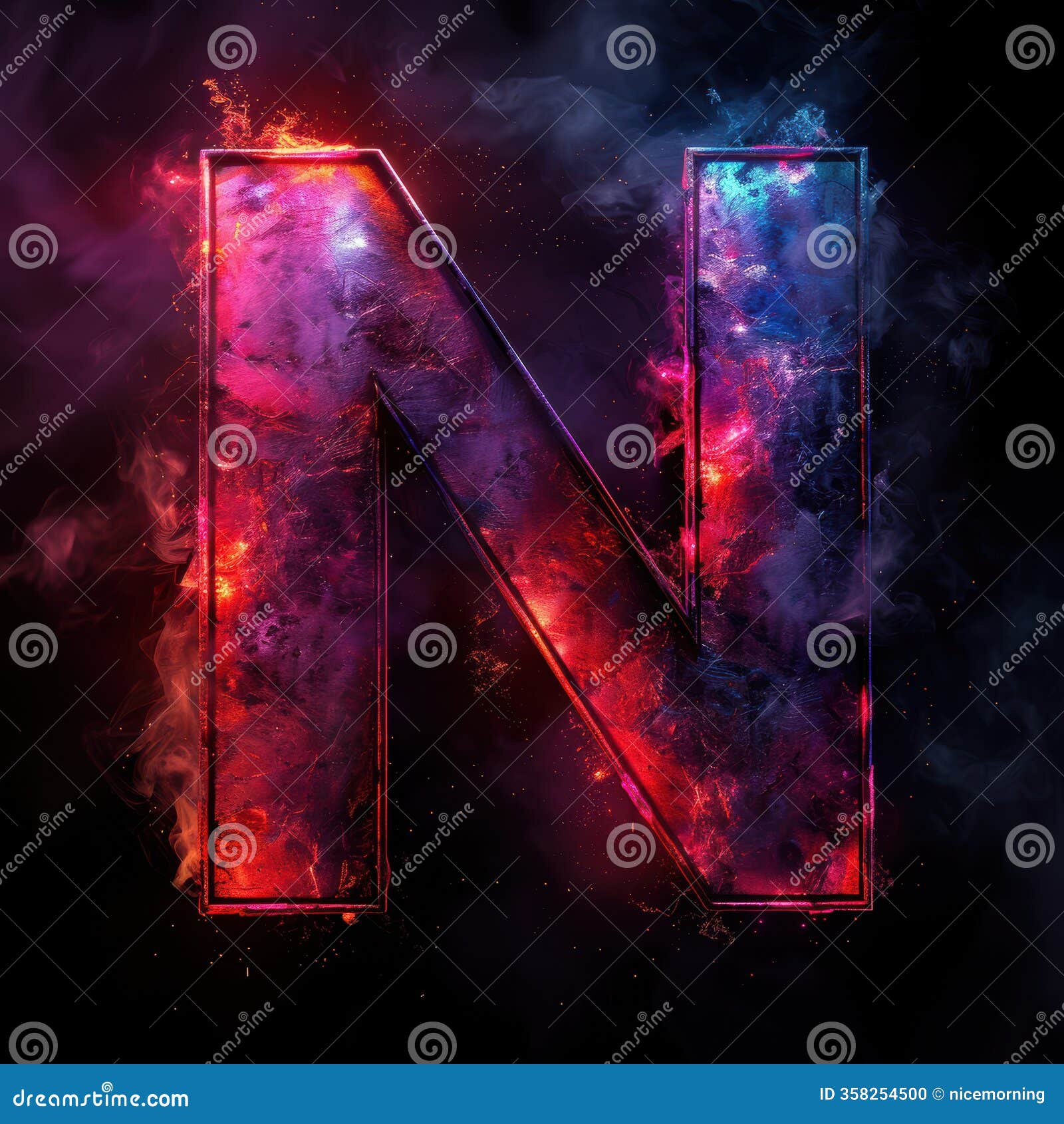 Fiery Letter N. Created by Generative Artificial Intelligence Stock ...