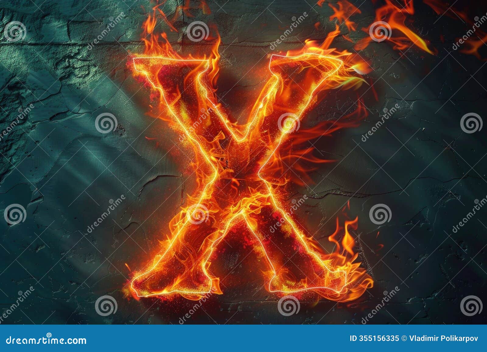 A Fiery Letter X Painted on a Wall, Suitable for Design Projects Stock ...