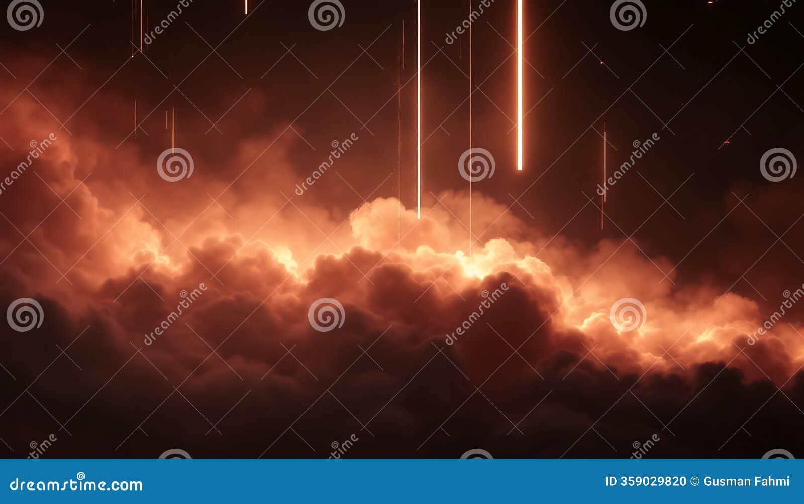 Fiery Light Beams Falling through Clouds Abstract Art Stock ...