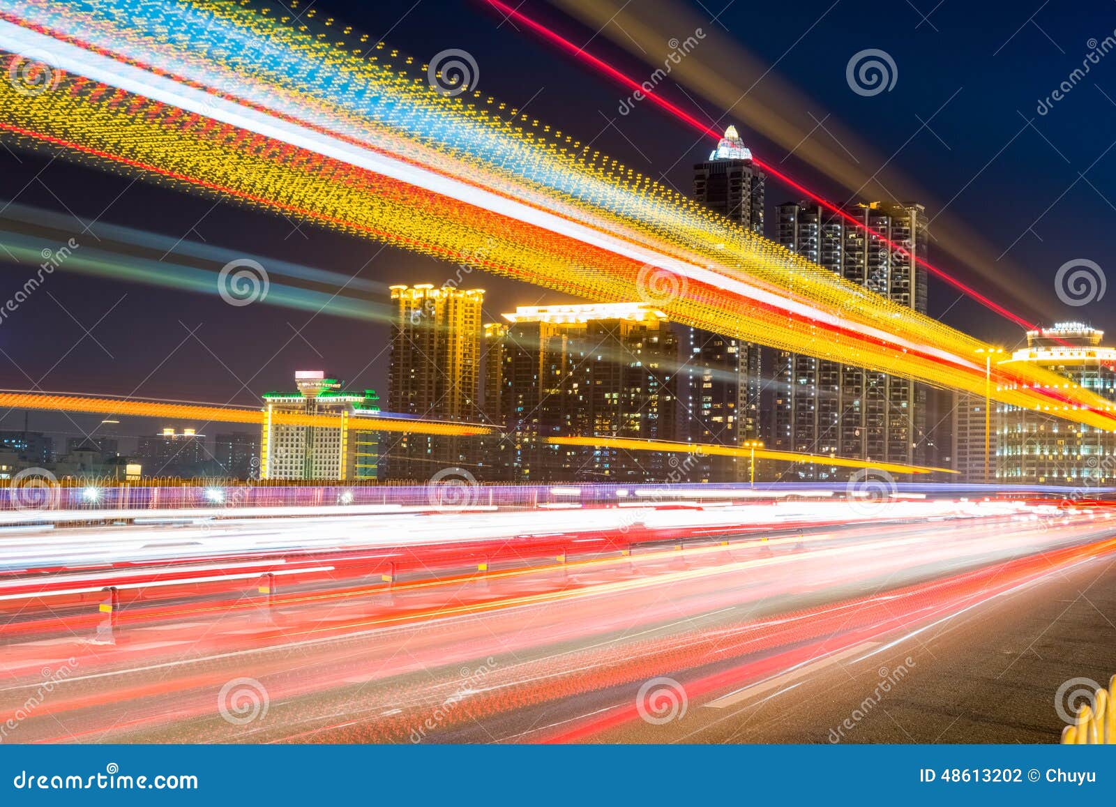 Fiery Light Trails at Night Stock Photo - Image of city, abstract: 48613202