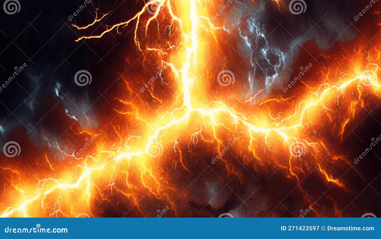 Fiery Lightning, Burning Electrical Background Stock Illustration ...