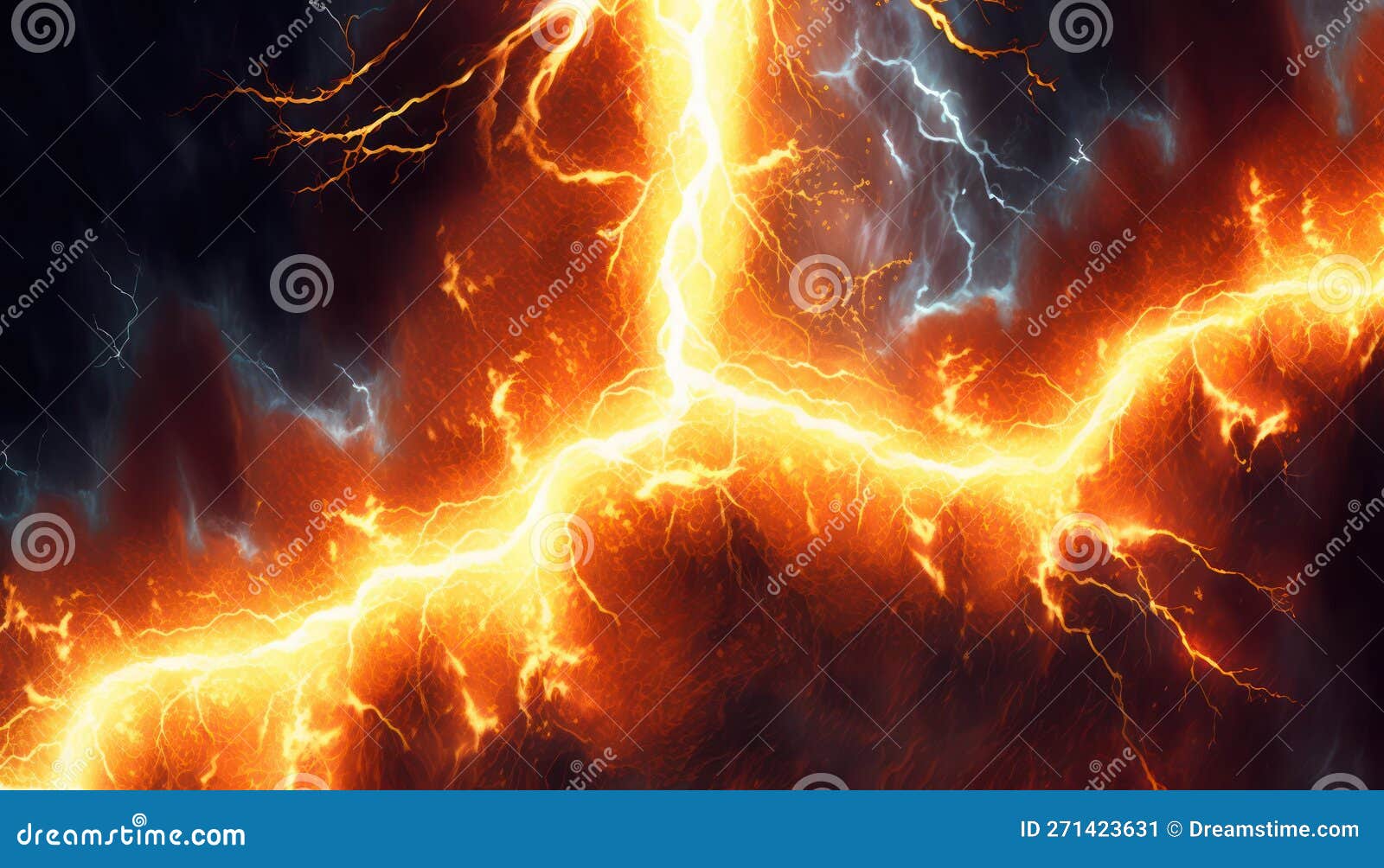 Fiery Lightning, Burning Electrical Background Stock Illustration ...